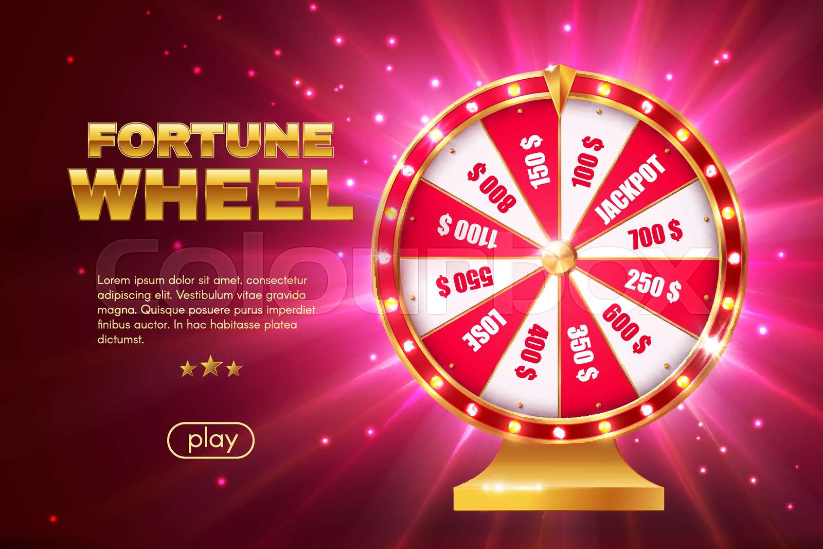 Fortune wheel game landing page 3d template | Stock vector | Colourbox