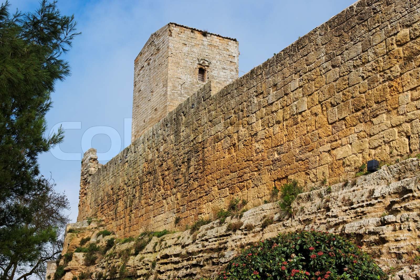 Castello di Lombardia medieval castle in Enna, Sicily, Italy | Stock ...