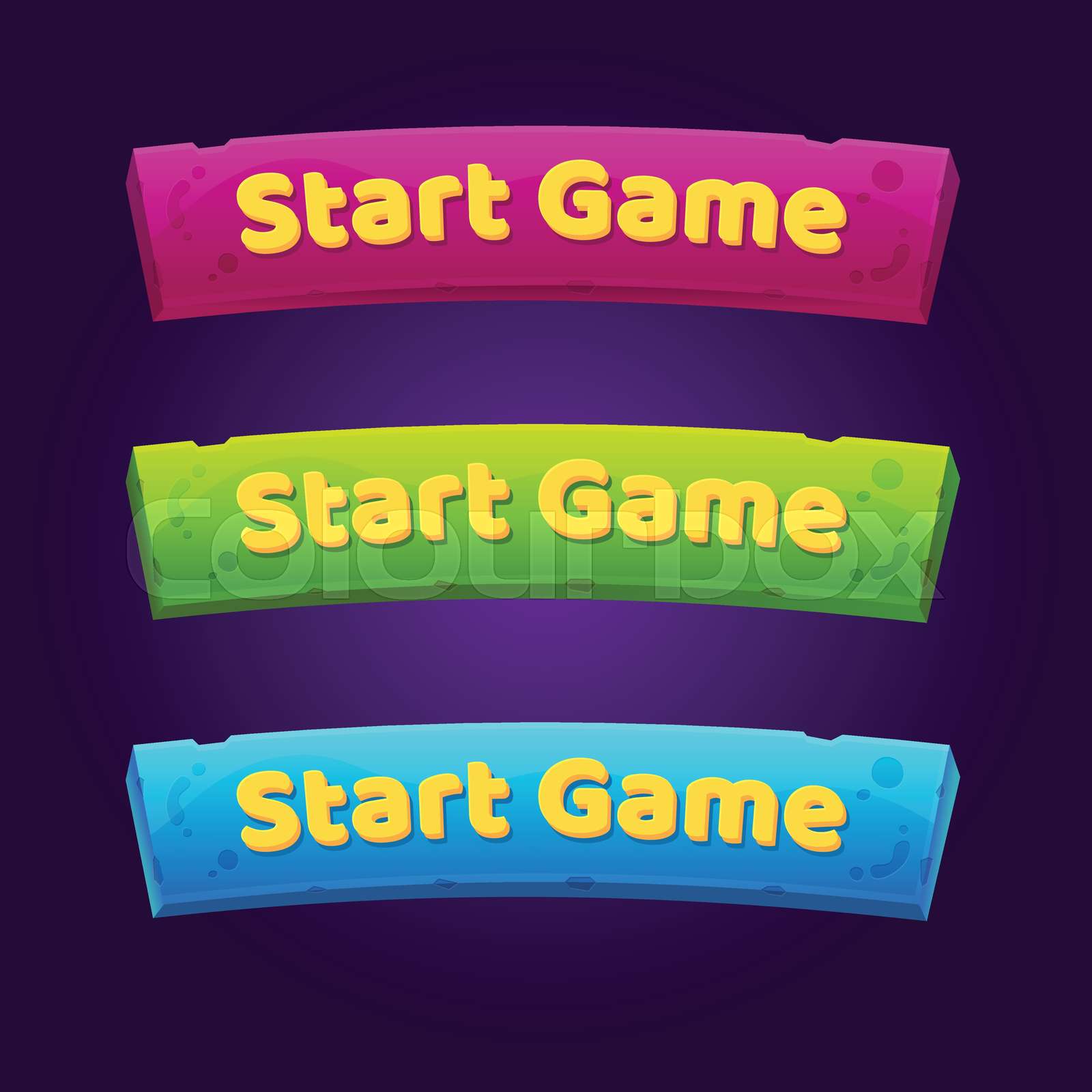 Set of 3 Start Game Buttons for arcade video games. | Stock vector ...