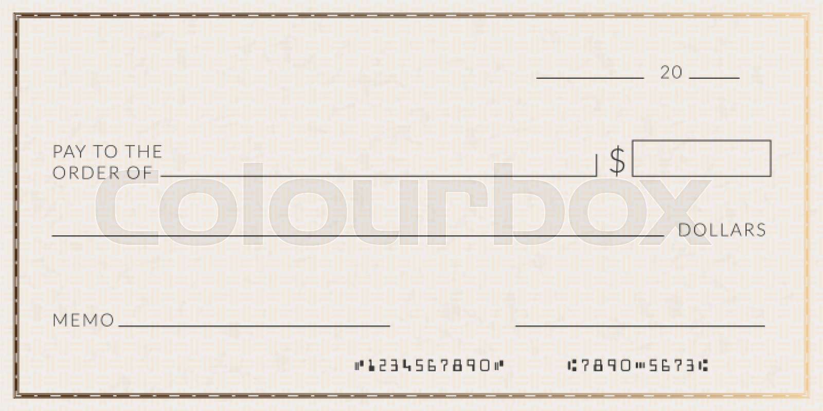 Blank bank check template. Fake cheque page mockup. | Stock vector ...