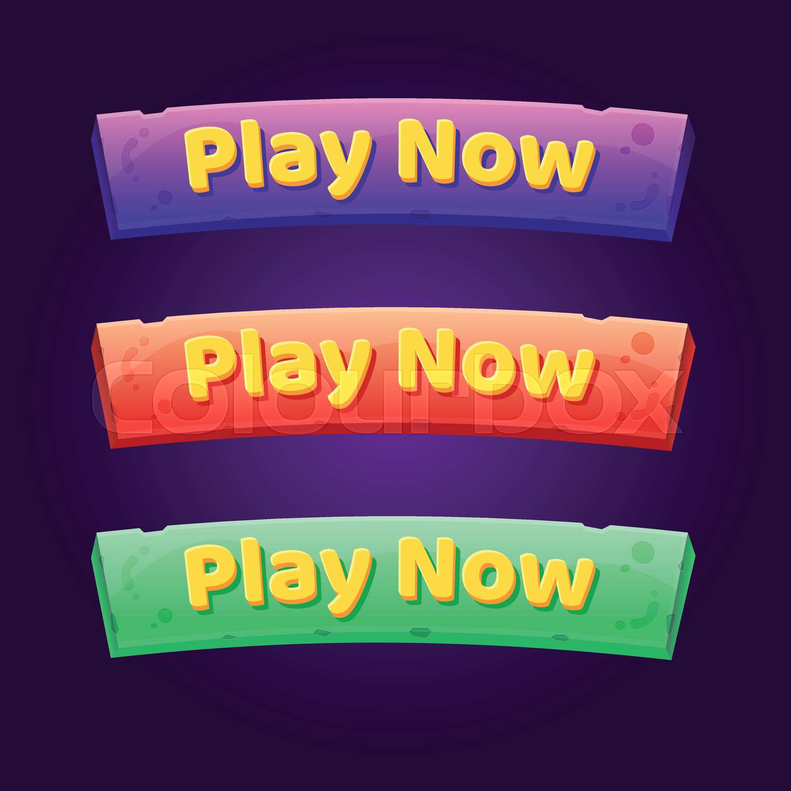 Set of 3 Play Now Buttons for arcade video games. | Stock vector ...