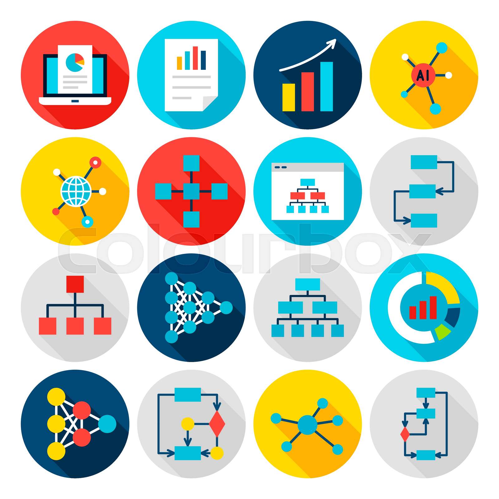 Data Graph Flat Icons | Stock vector | Colourbox