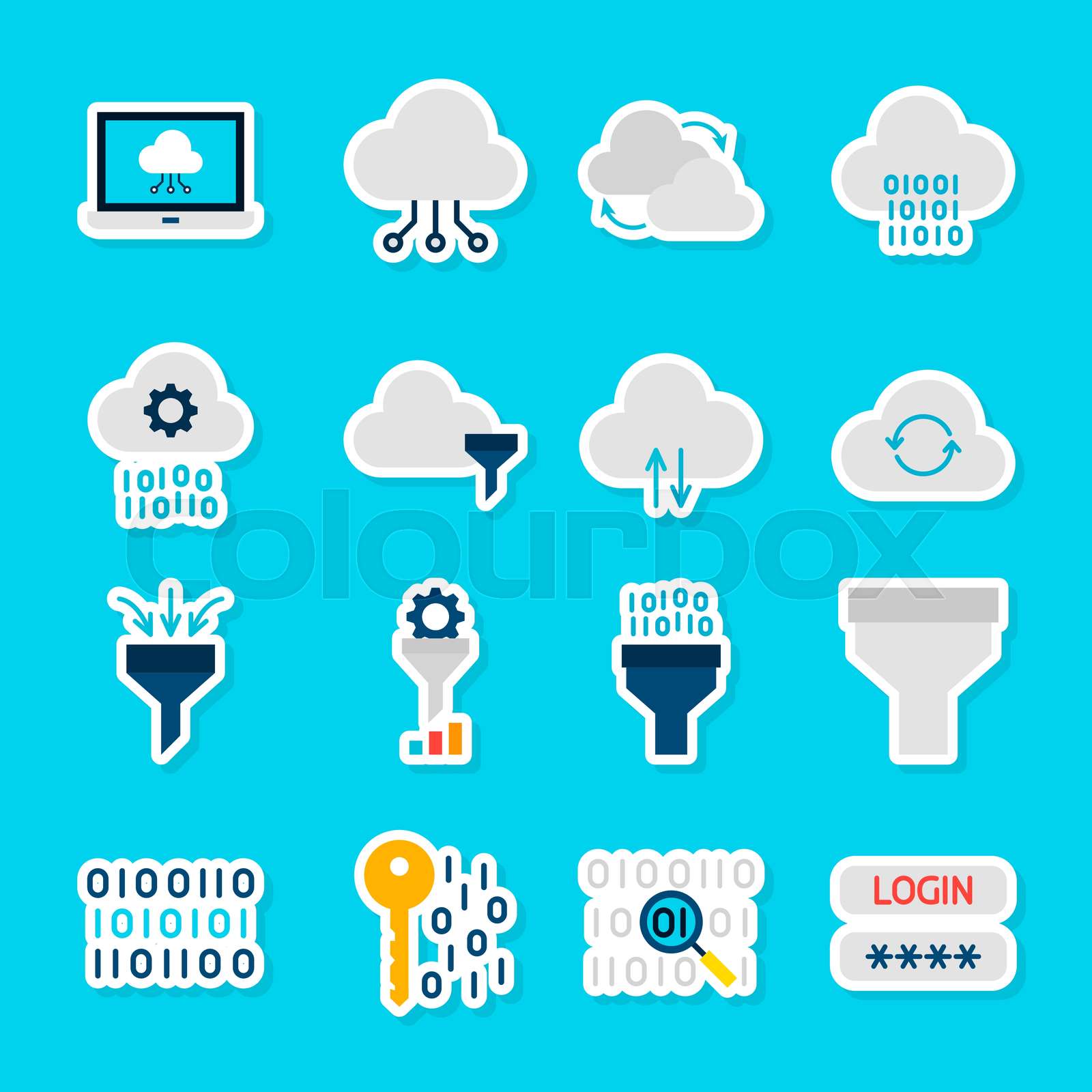 Data Computing Stickers | Stock vector | Colourbox