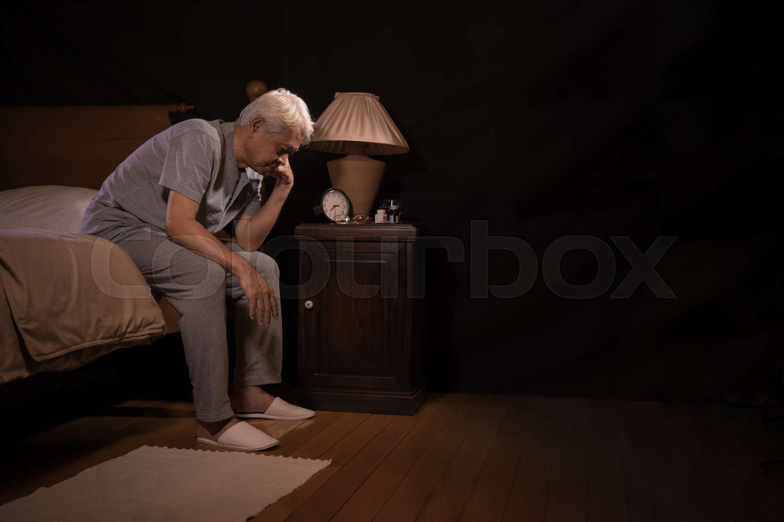 Depressed senior man insomnia | Stock image | Colourbox