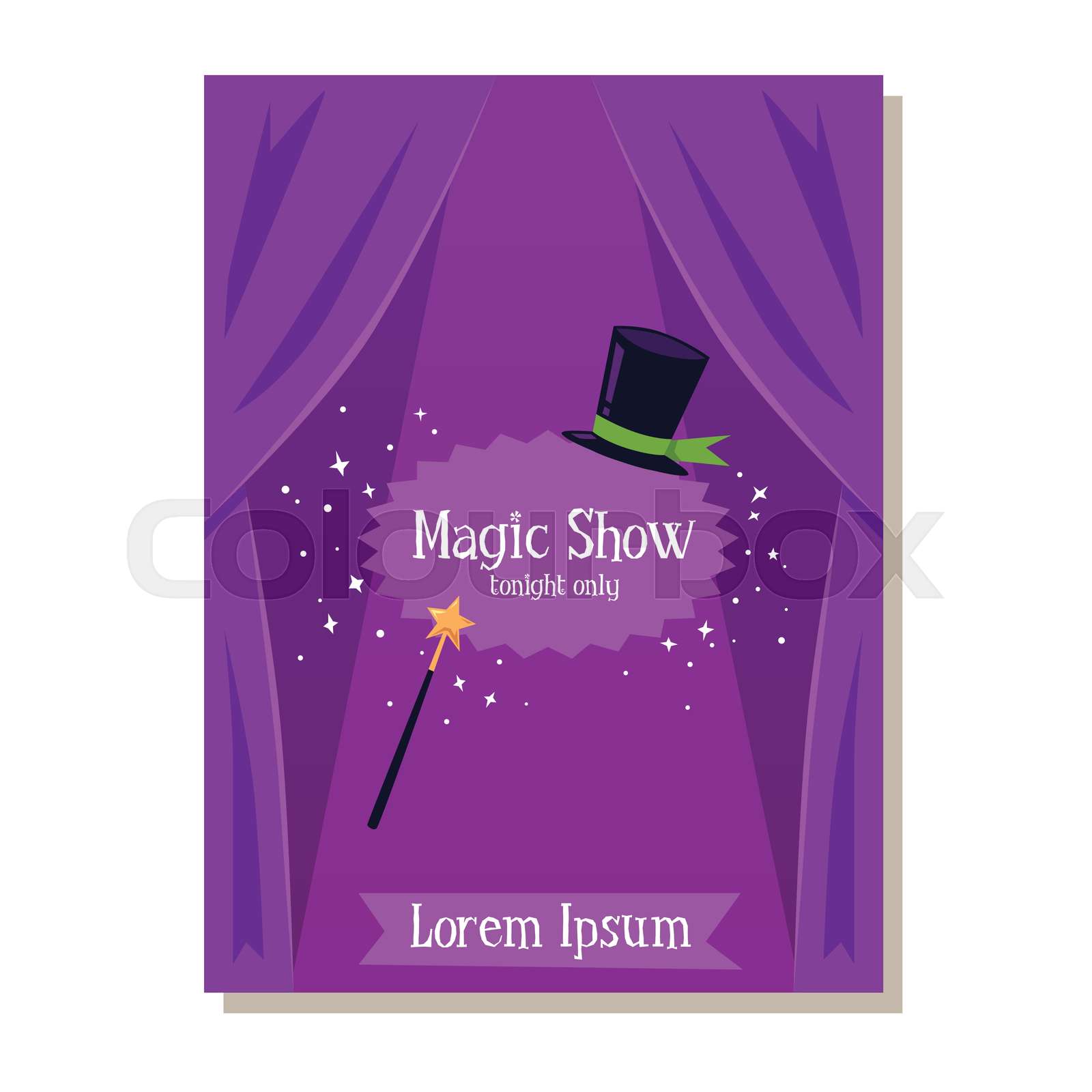 Magic show card or poster template with hat and wand, flat vector ...