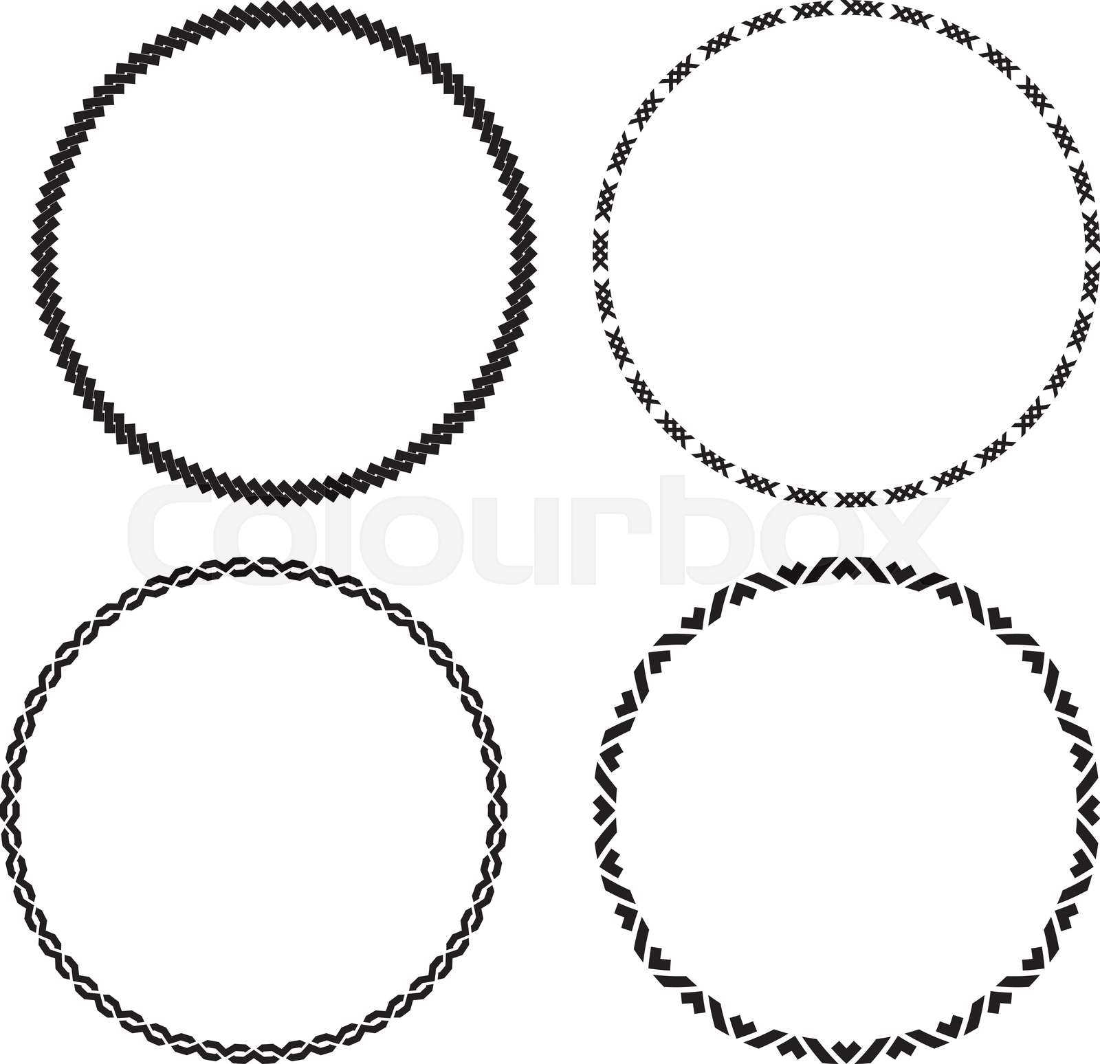 Set of four black round frames for your design | Stock vector | Colourbox