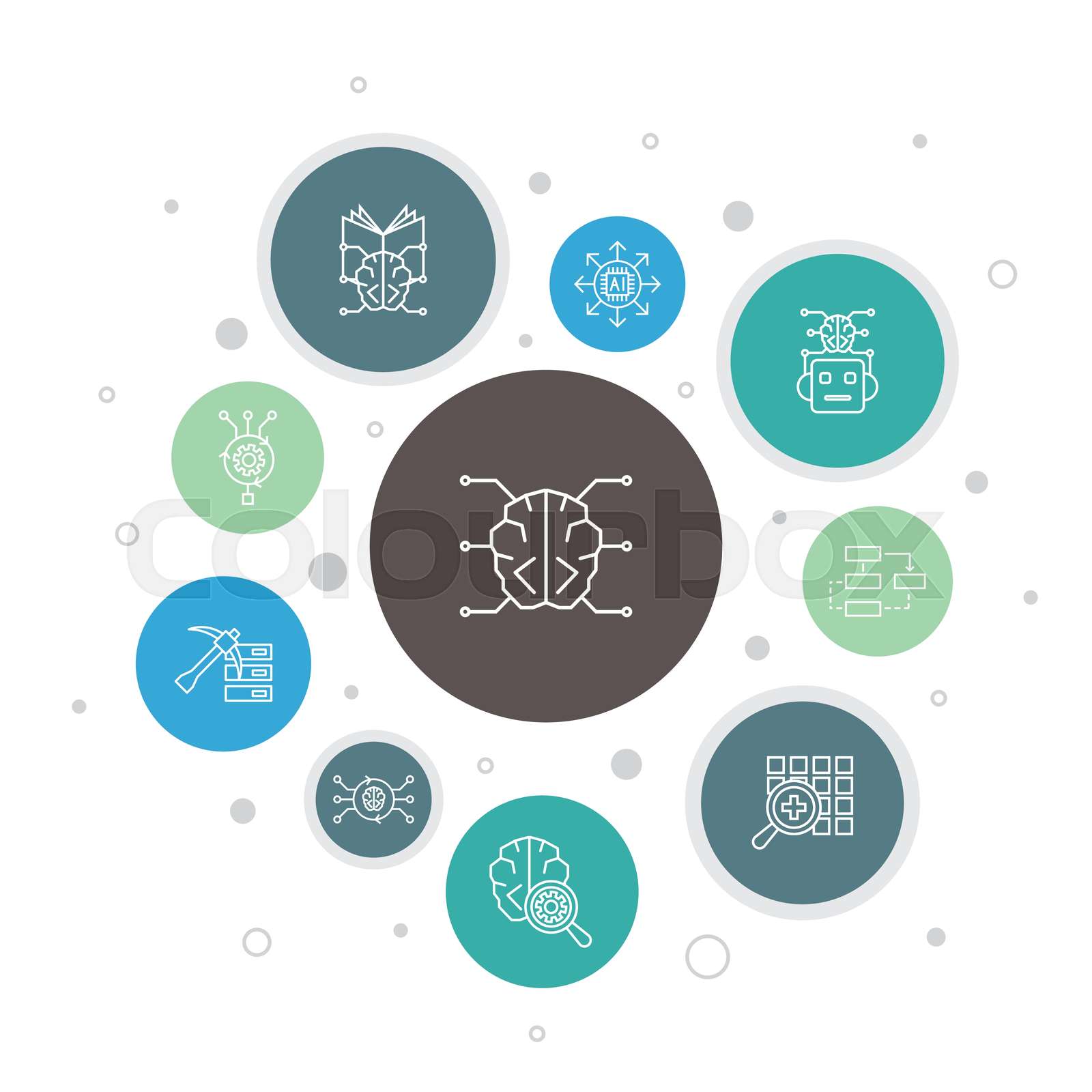 Artificial Intelligence Infographic 10 steps bubble design.Machine ...