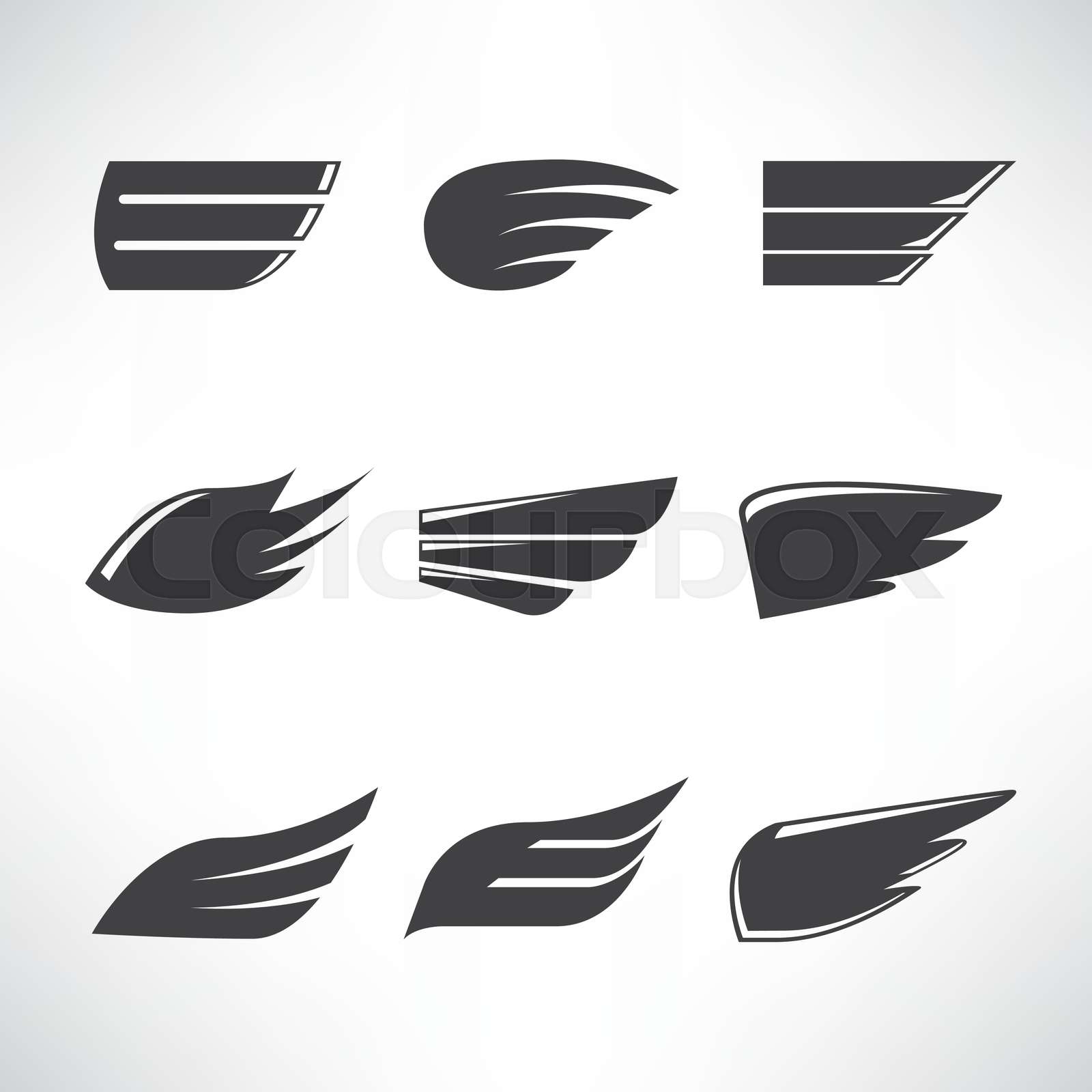 wing icon set | Stock vector | Colourbox