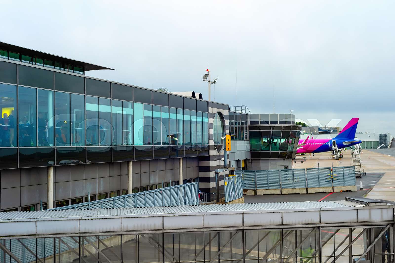 Airport, terminal, facade, airplane, runway, | Stock image | Colourbox