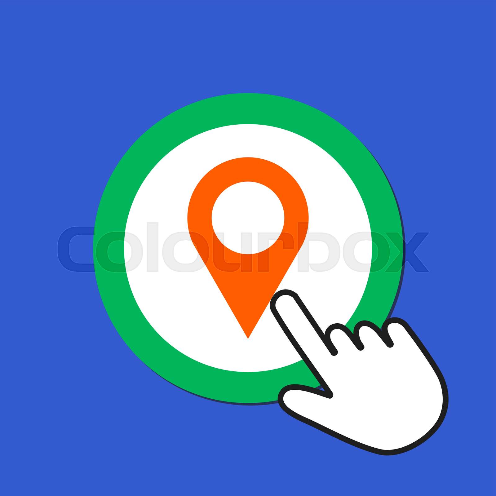 Map pointer icon. Location, destination concept. Hand Mouse Cursor Clicks the Button. | Stock ...