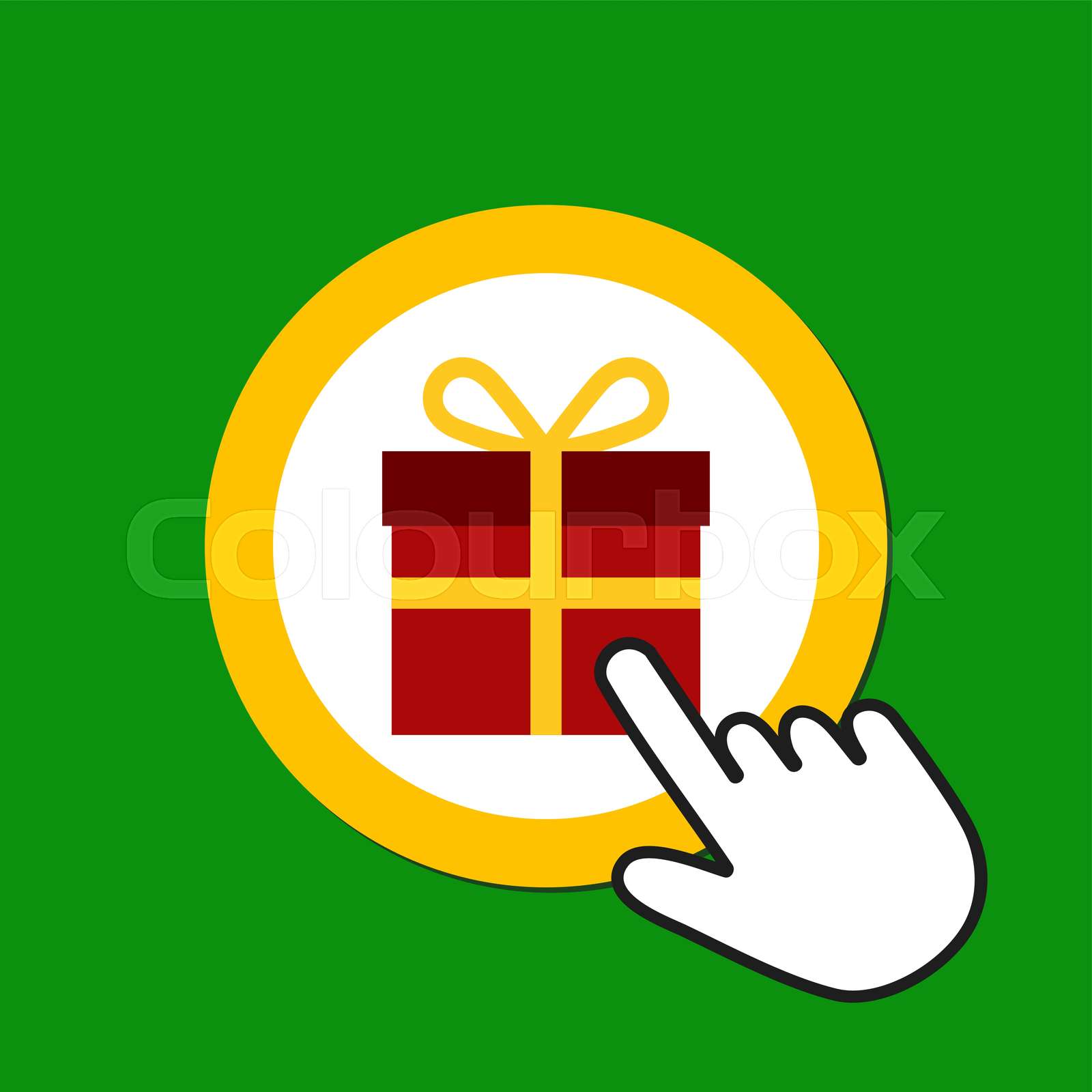 Gift box icon. Present, bonusl concept. Hand Mouse Cursor Clicks the ...