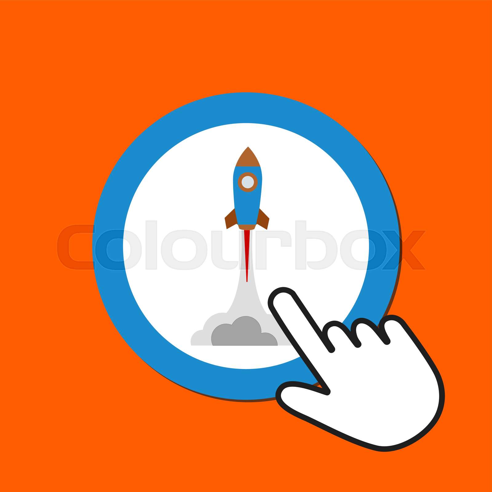Space rocket icon. Launching, startup concept. Hand Mouse Cursor Clicks ...