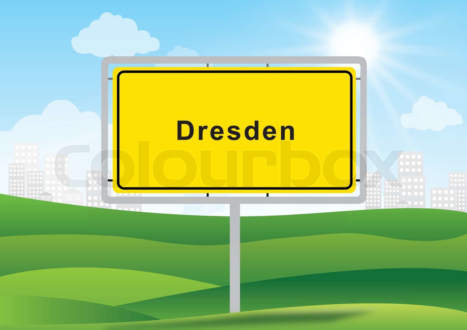 Dresden city sign on a field | Stock vector | Colourbox