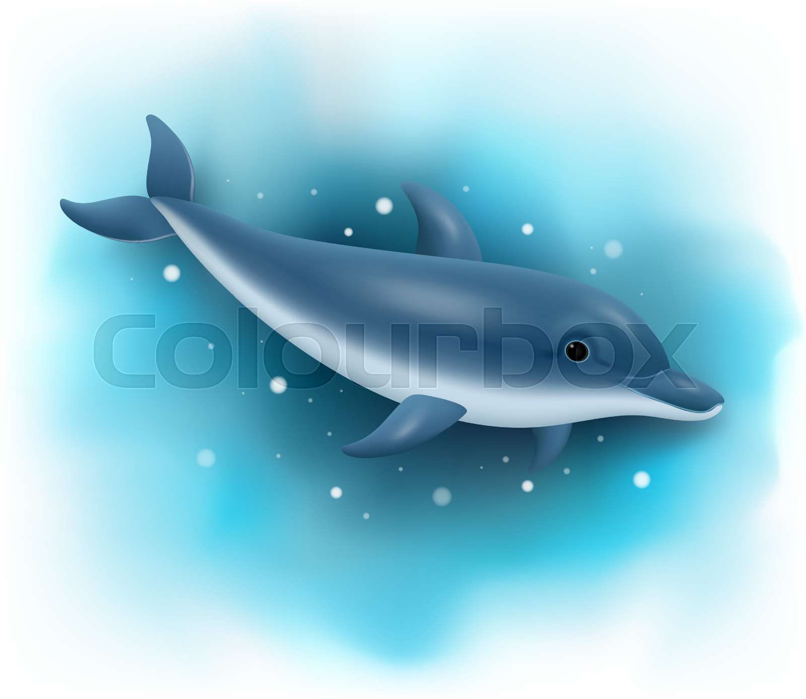 Cartoon dolphin swimming in the ocean | Stock vector | Colourbox