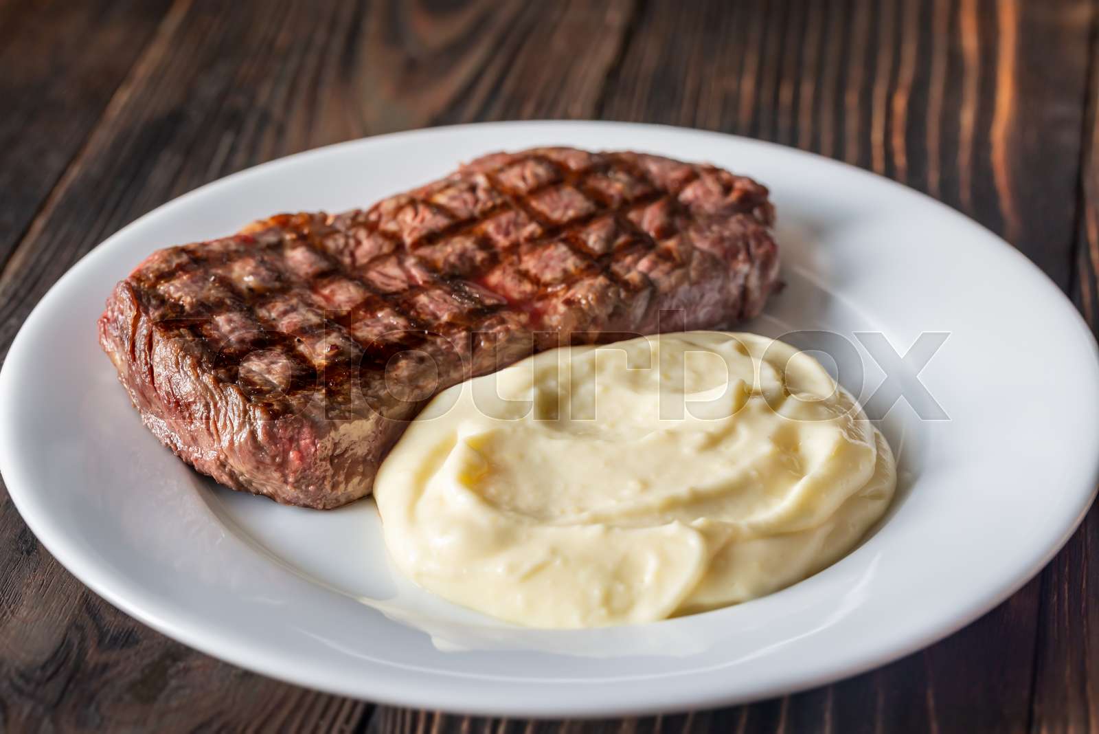 Strip Steak With Celery Puree Stock Image Colourbox