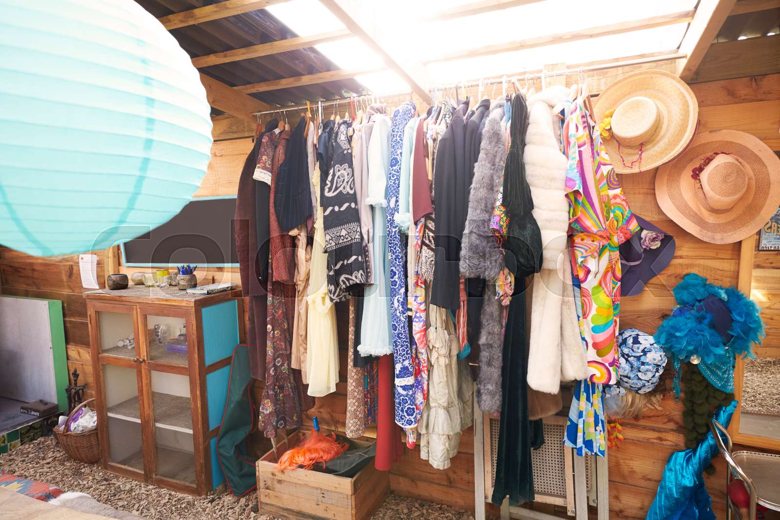 Vintage Clothing In Communal Room On Glamping Camp Site | Stock image ...