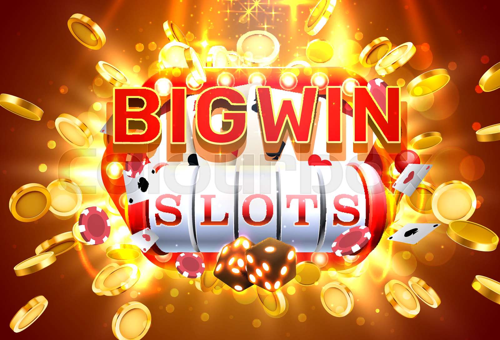 Big win slots 777 banner casino, frame light slots. | Stock vector ...