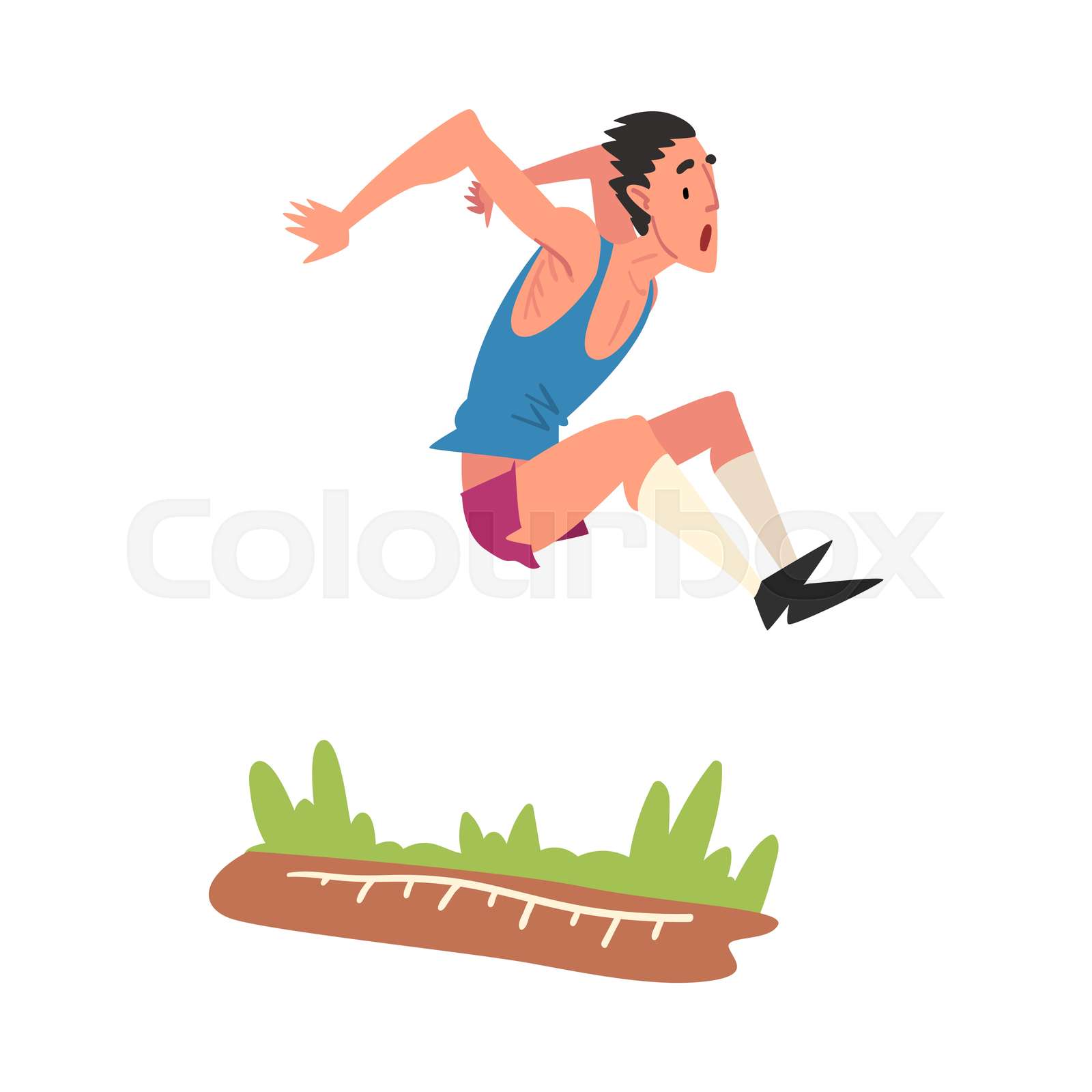 Male Athlete Performing a Long Jump During a Competition, Active Sport ...