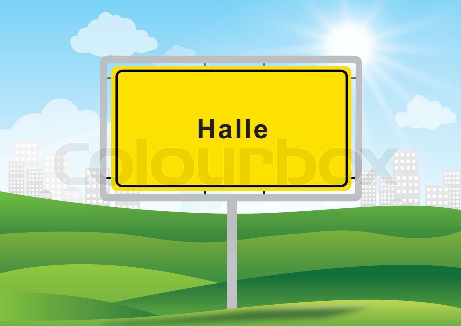 Halle city sign on a field | Stock vector | Colourbox