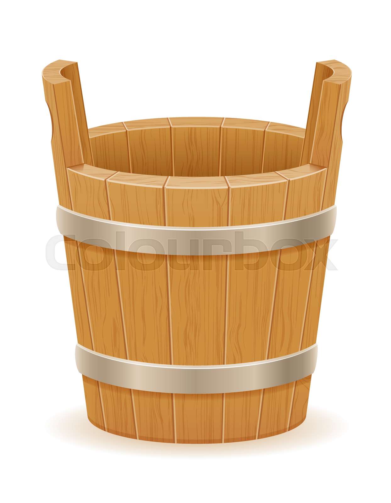 wooden bucket with wood texture old retro vintage vector illustration ...