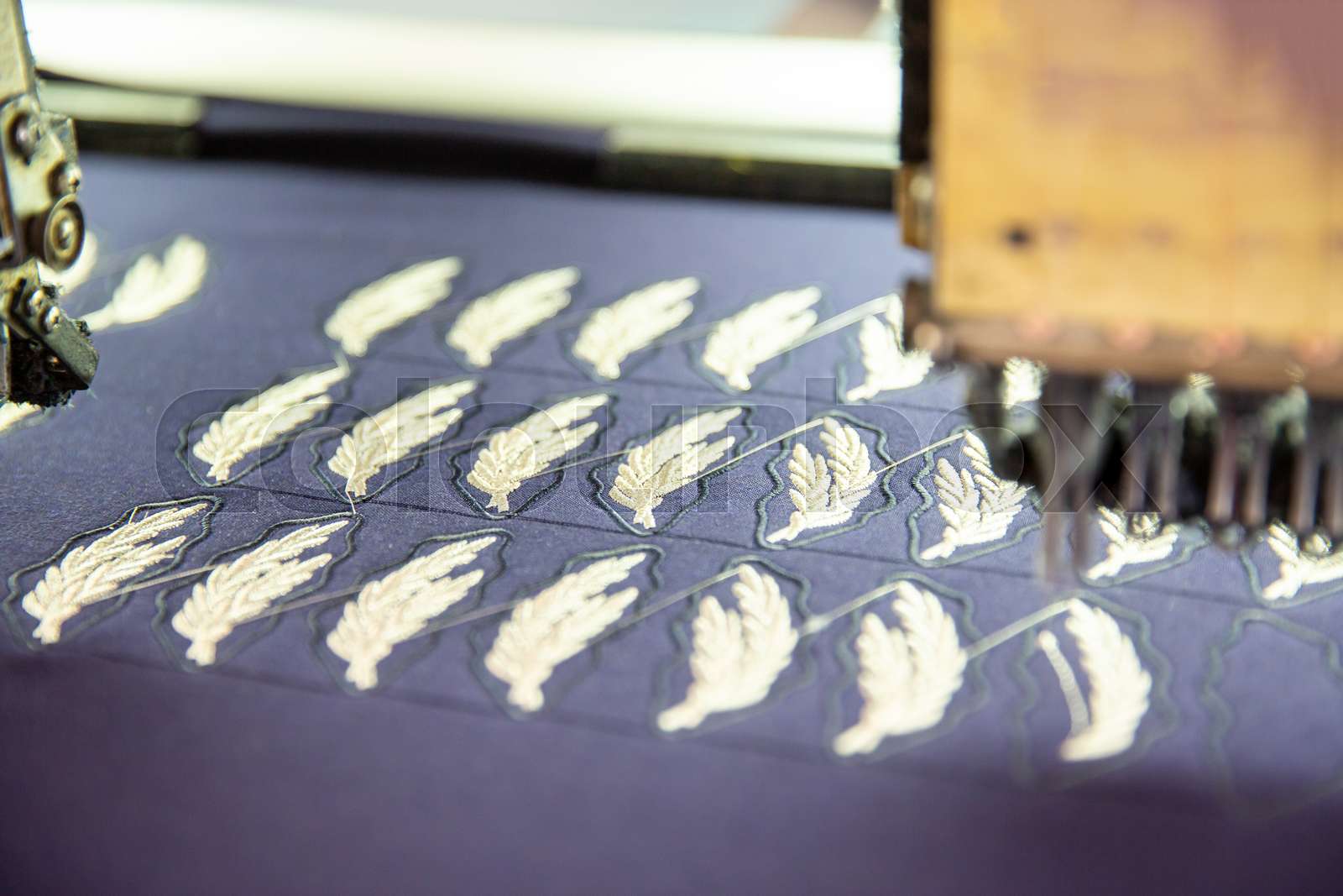 Close up with embroidery machine working | Stock image | Colourbox