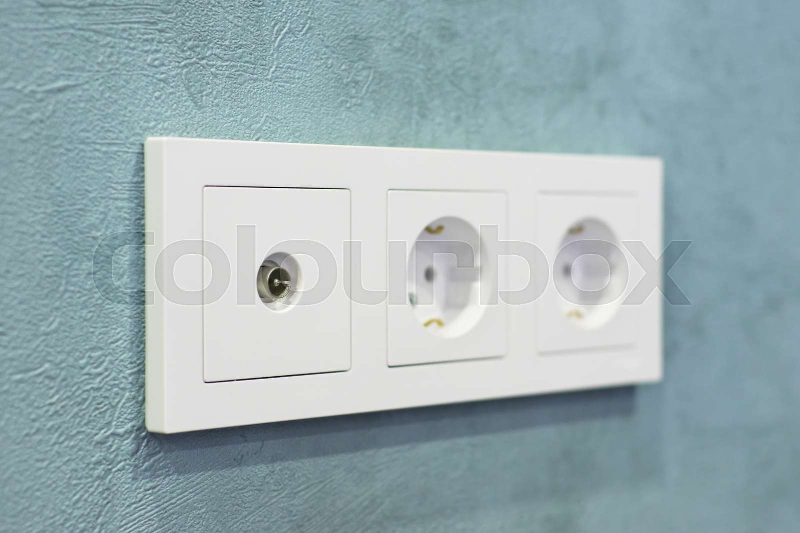 Wall tv socket on the wall | Stock image | Colourbox
