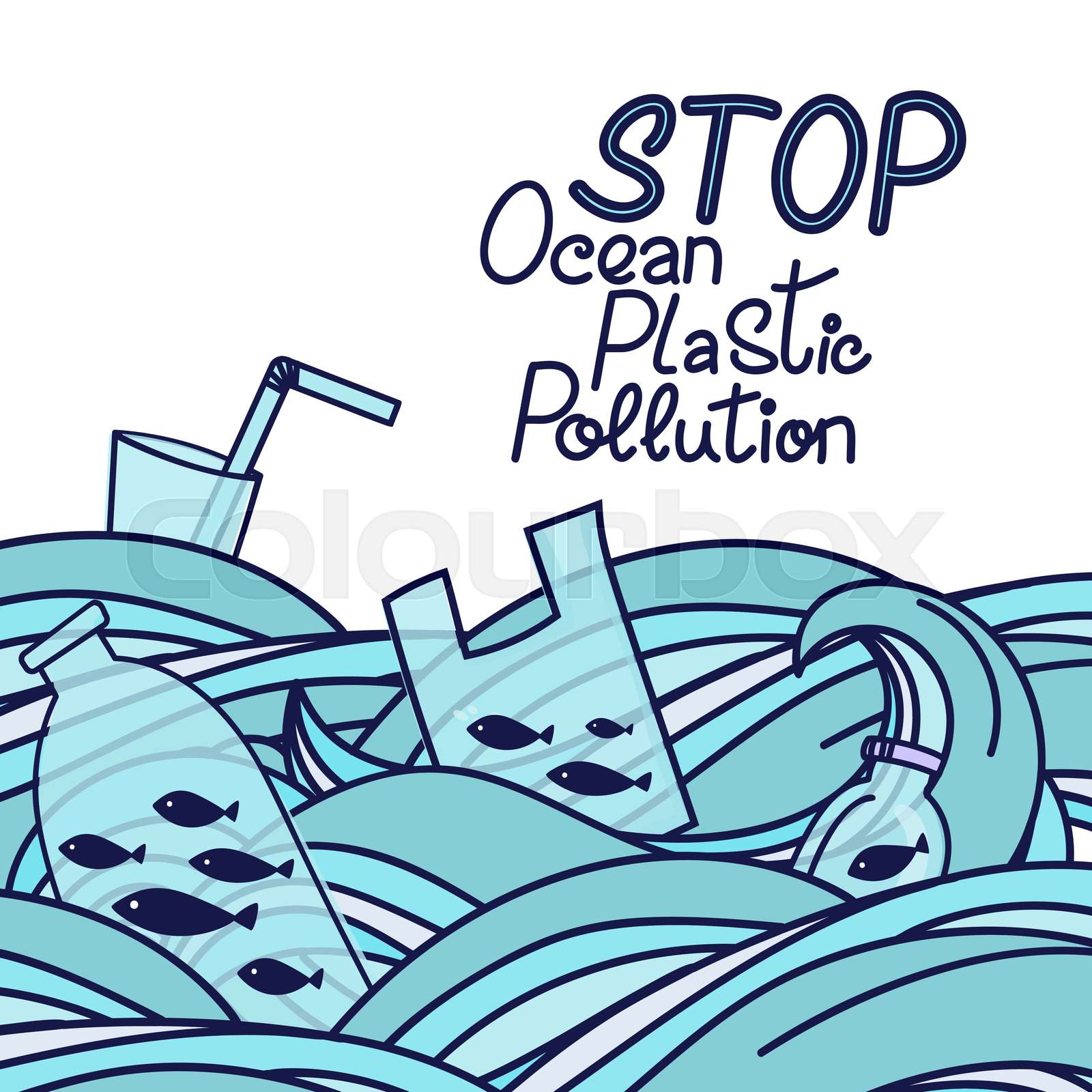 Stop ocean plastic pollution | Stock vector | Colourbox