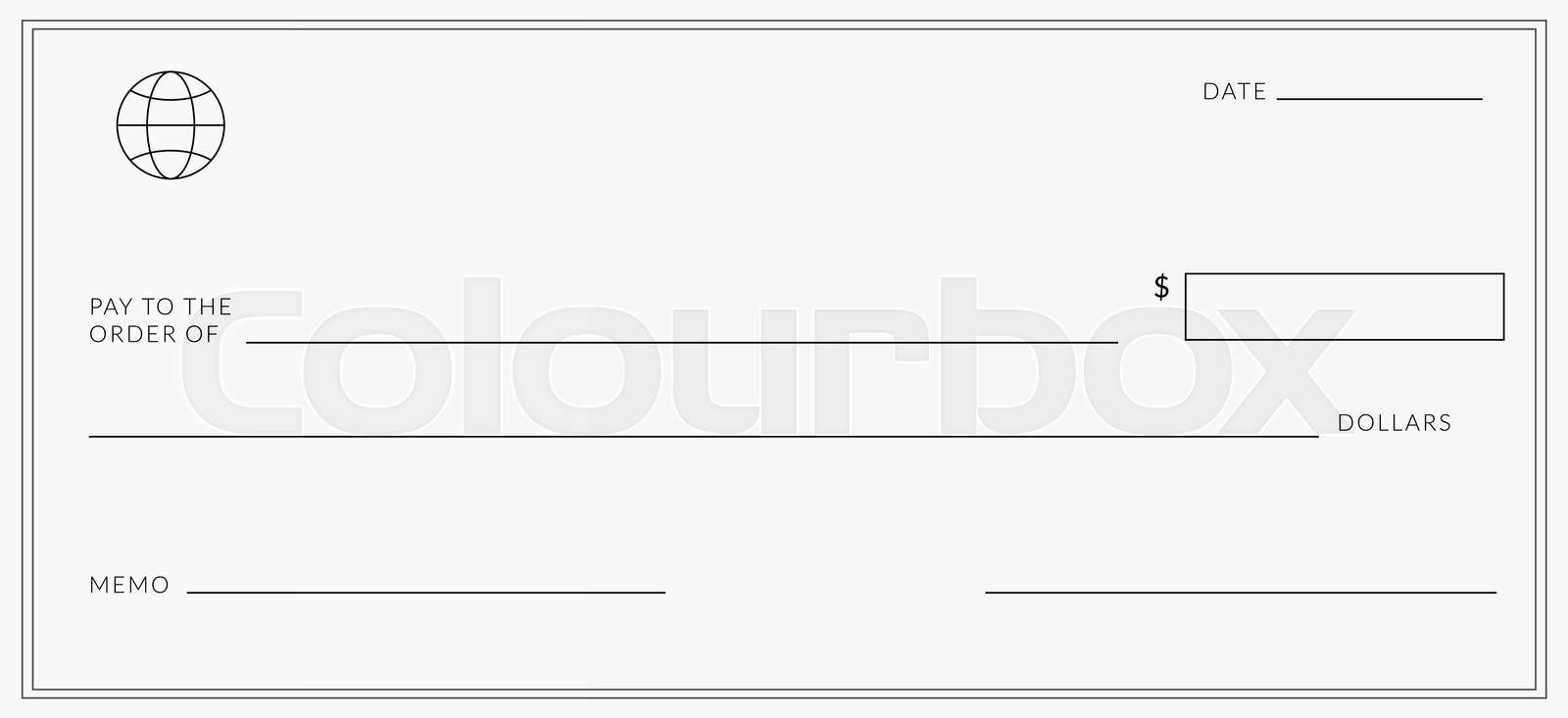 Blank template of the bank cheque. Checkbook check page with an empty ...