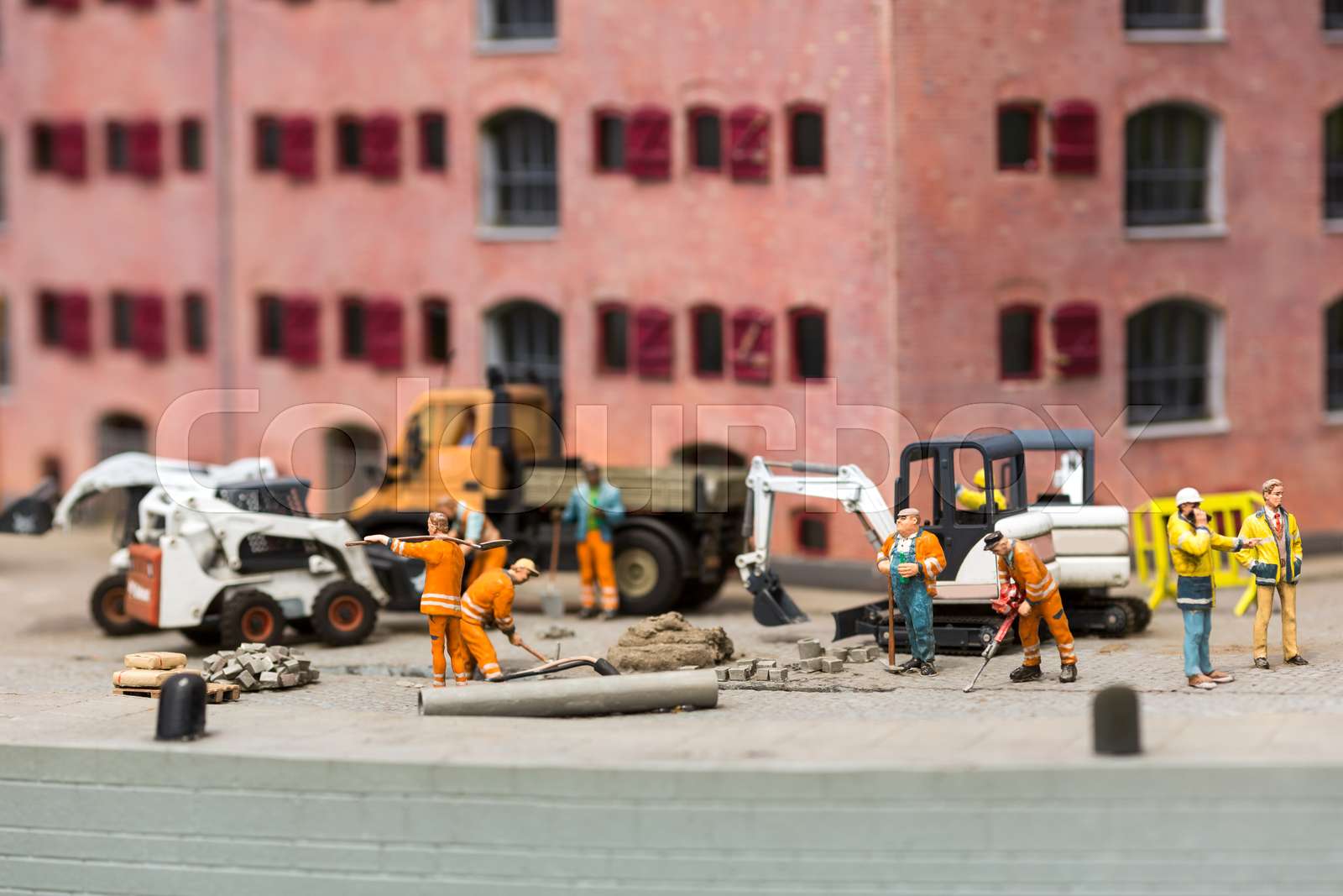 Construction site, industrial miniature scene | Stock image | Colourbox