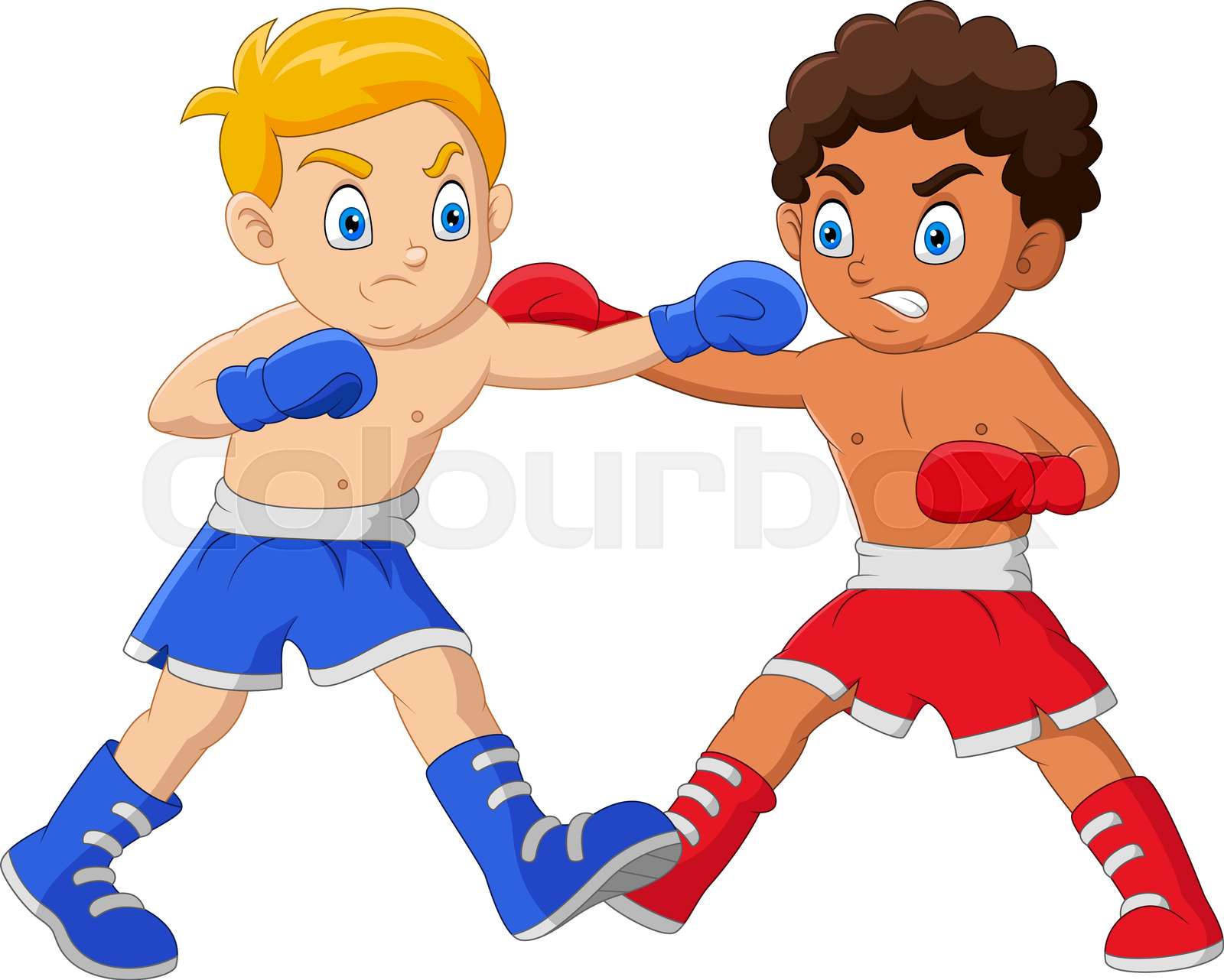Cartoon Boys are boxing each other in a match | Stock vector | Colourbox