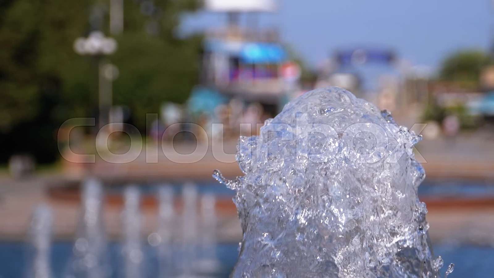 Fountain in Slow Motion in 180 fps. Close-up. Water Jet Splashing ...