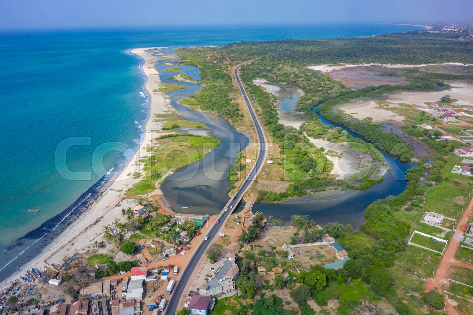 Aerial view of national reserve in south of Gambia, West Africa. Photo ...