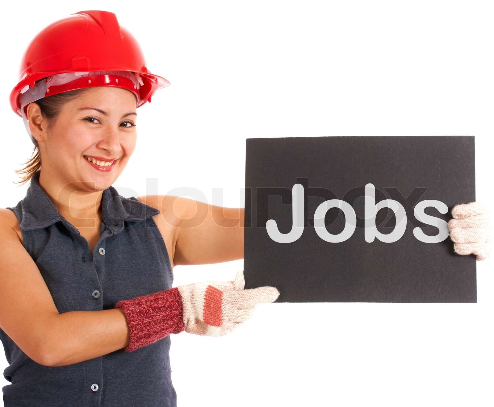Jobs Sign With Construction Worker Showing Careers | Stock image ...