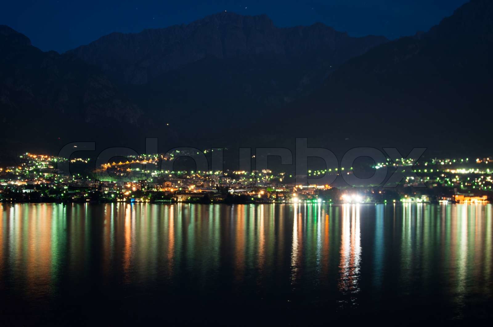 Mandello De Lario At Lake Como At Night | Stock image | Colourbox