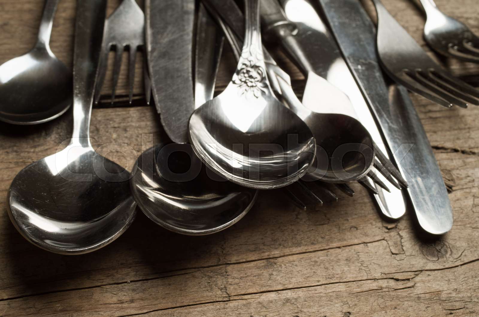 vintage used cutlery | Stock image | Colourbox