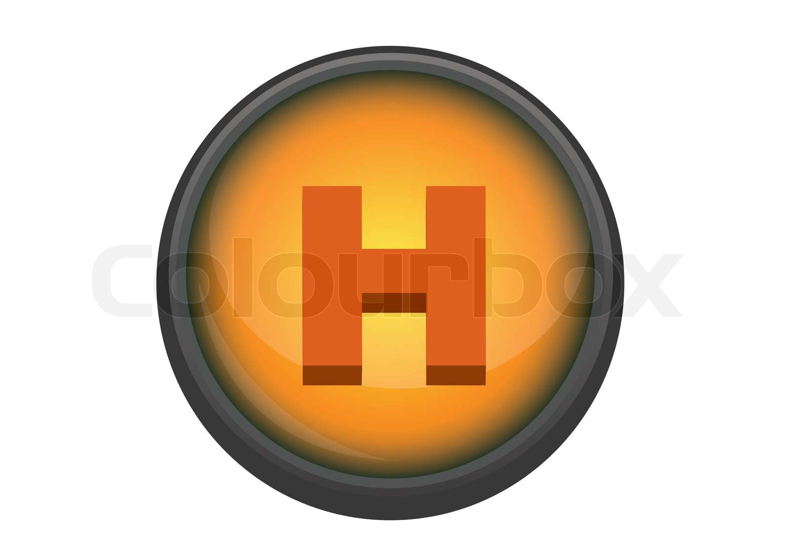 Letter H on a golden button | Stock vector | Colourbox
