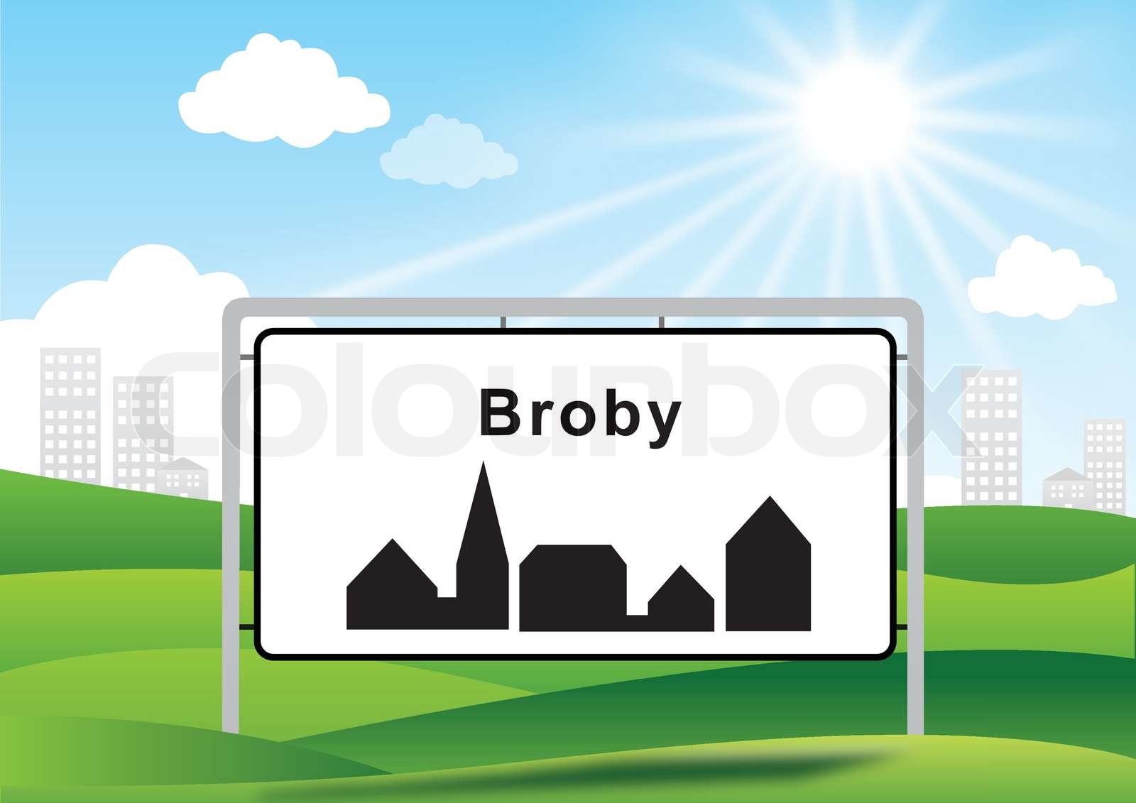 Broby city sign on a field | Stock vector | Colourbox