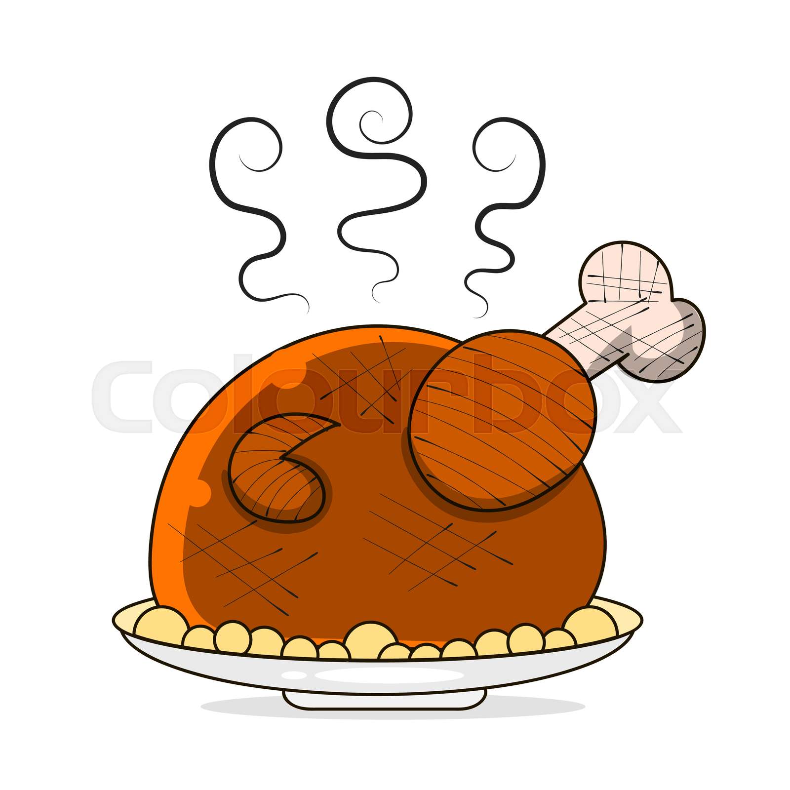 Grilled Chicken Illustration On White Background Vector Suitable For ...