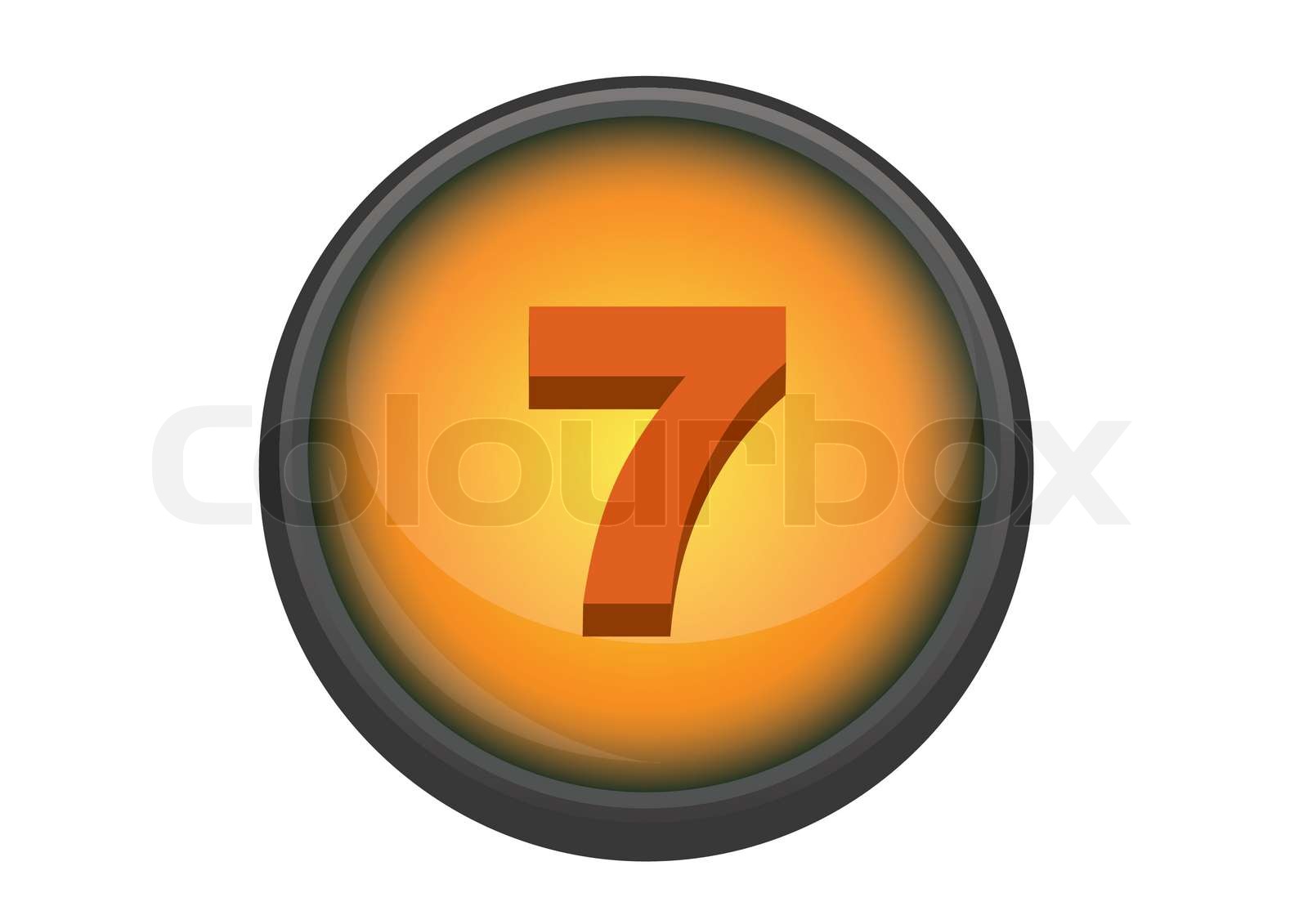 Number 7 on a golden button | Stock vector | Colourbox