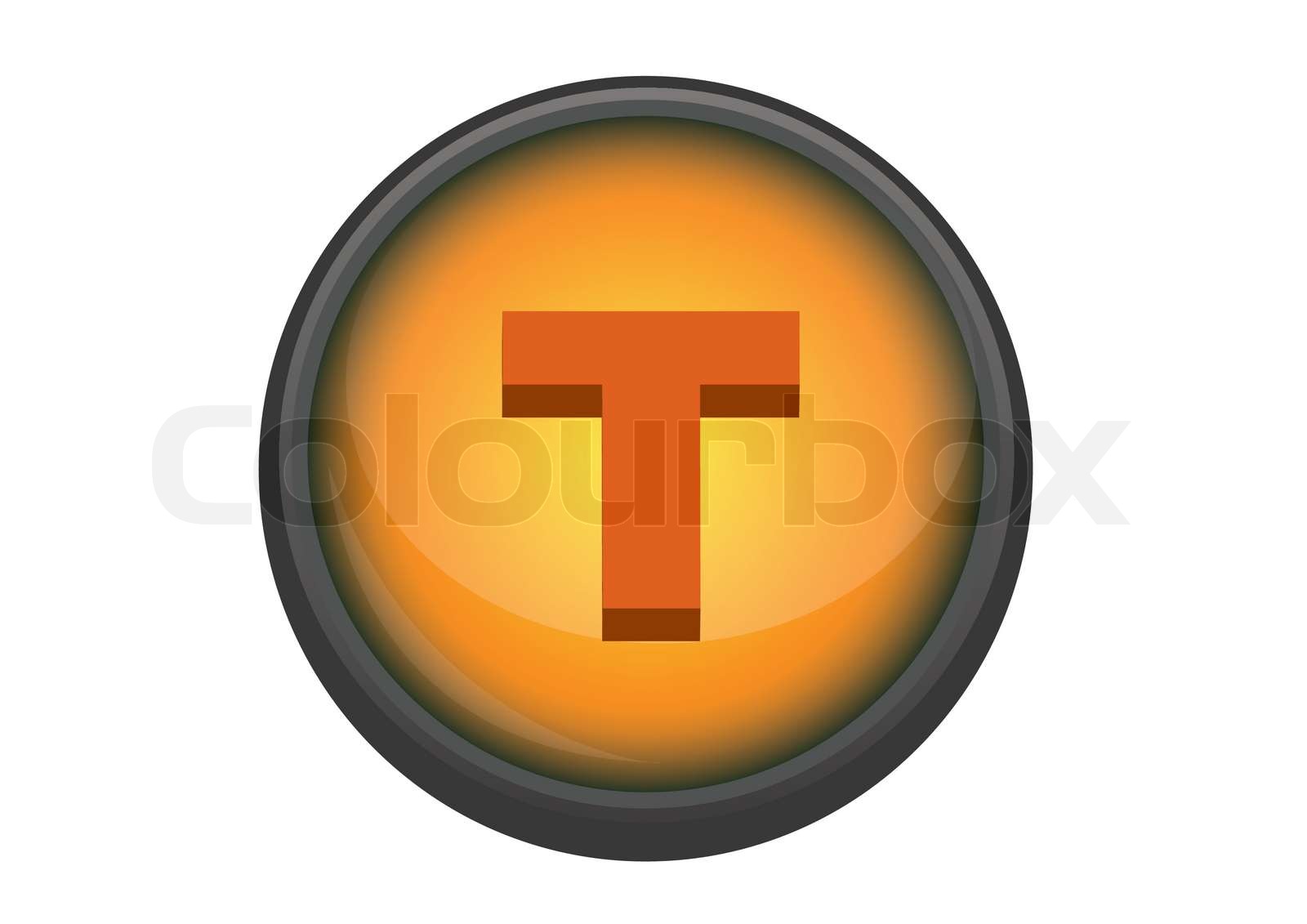 Letter T on a golden button | Stock vector | Colourbox