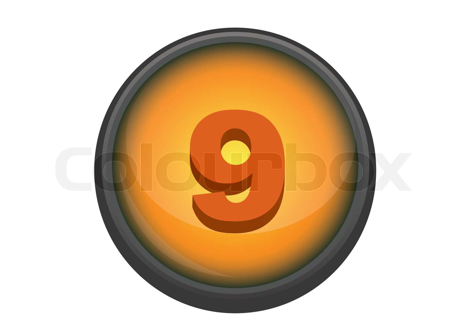 Number 9 on a golden button | Stock vector | Colourbox