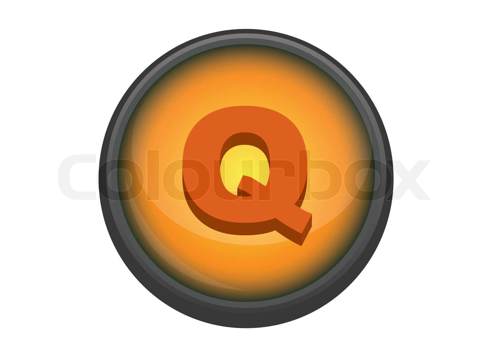 Letter Q on a golden button | Stock vector | Colourbox
