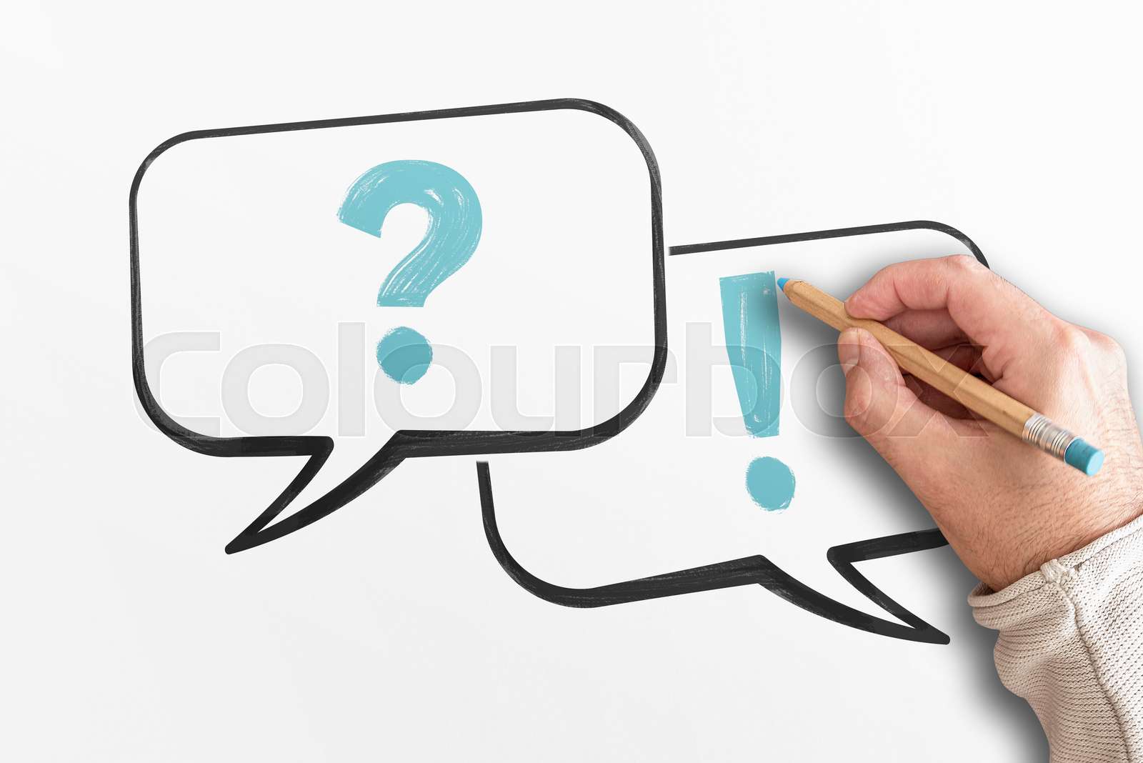 questions and answers concept with hand drawing question mark and ...