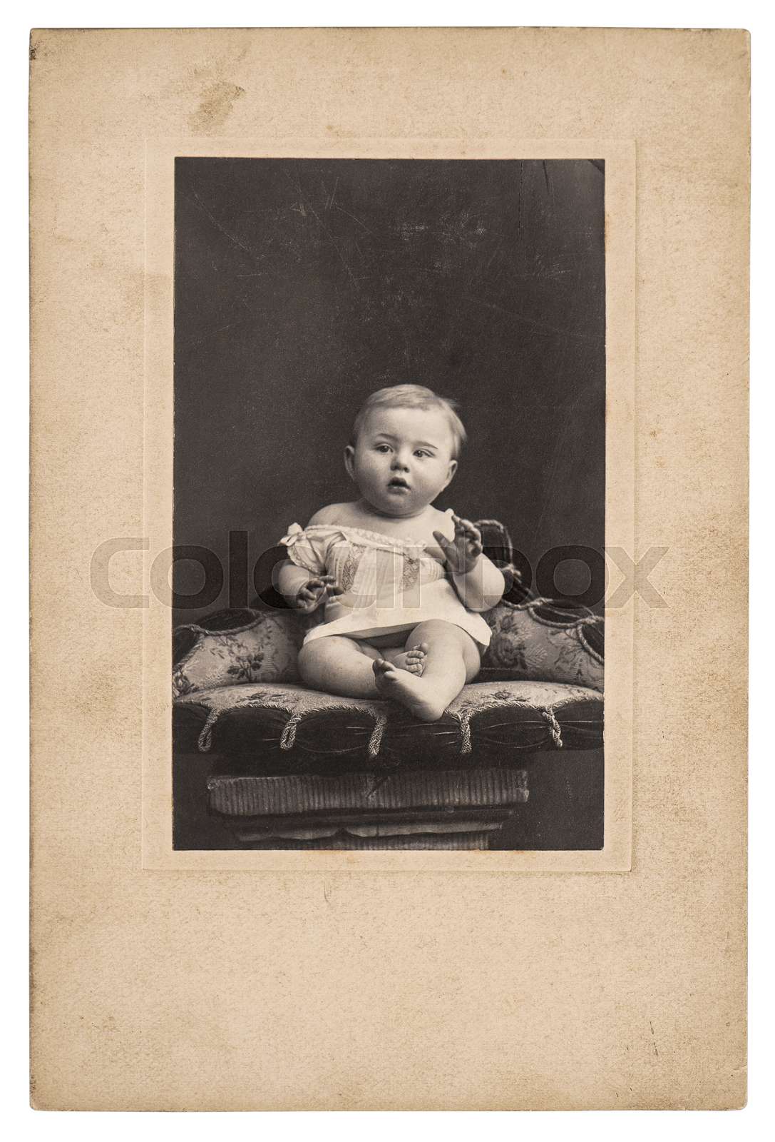 Old photo little baby girl Nostalgic picture Germany | Stock image ...