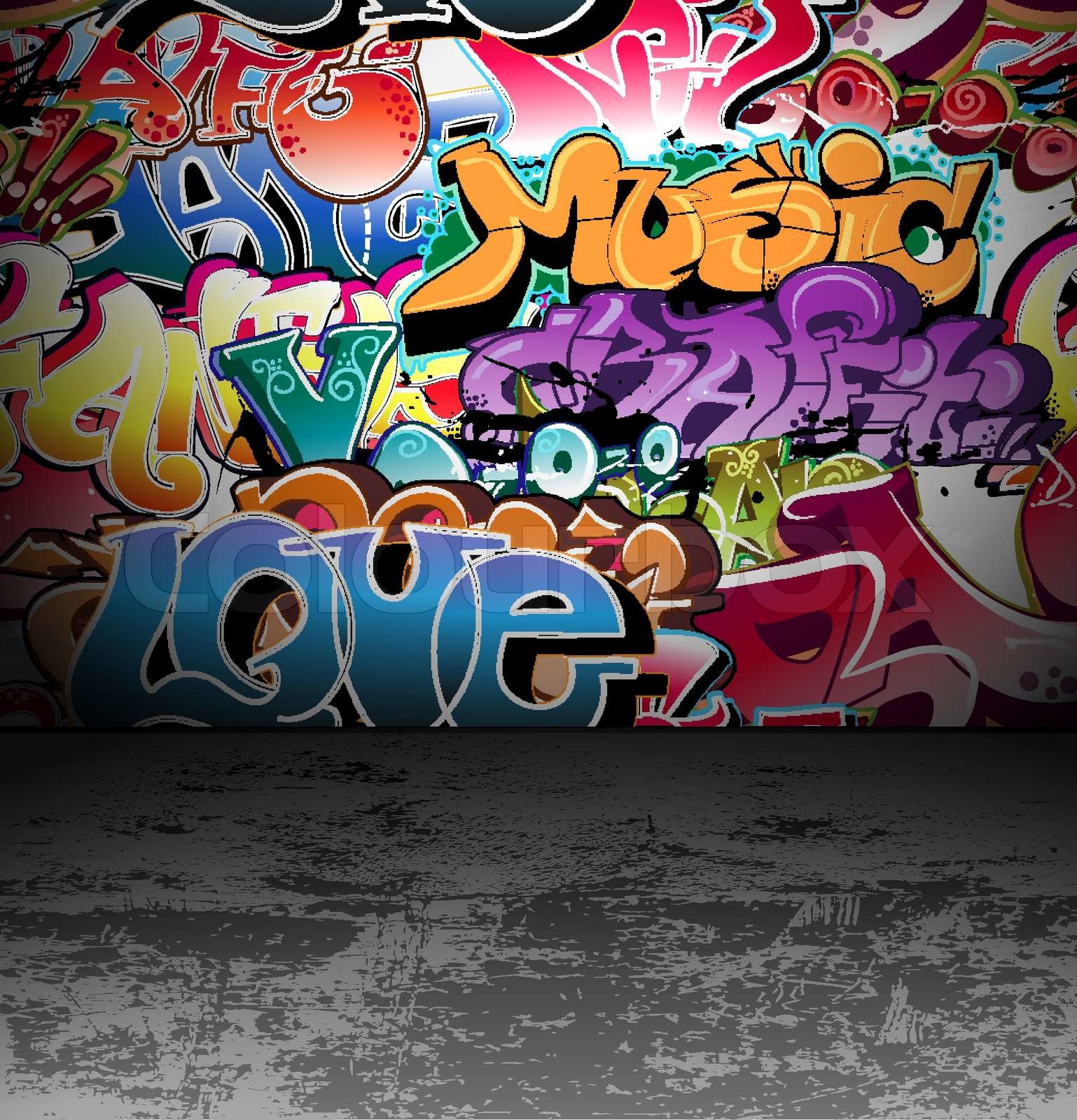 Graffiti wall urban street art painting | Stock vector | Colourbox