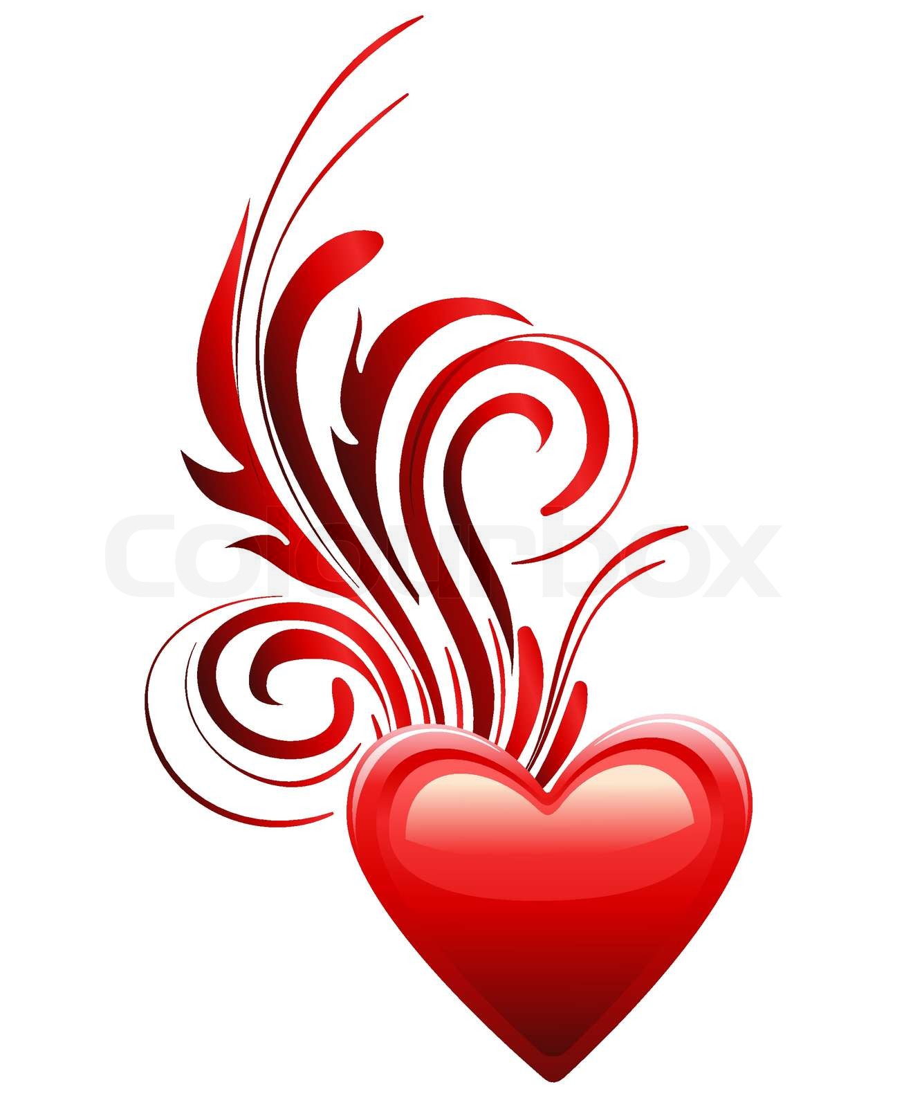 Red Heart Floral Decoration | Stock vector | Colourbox