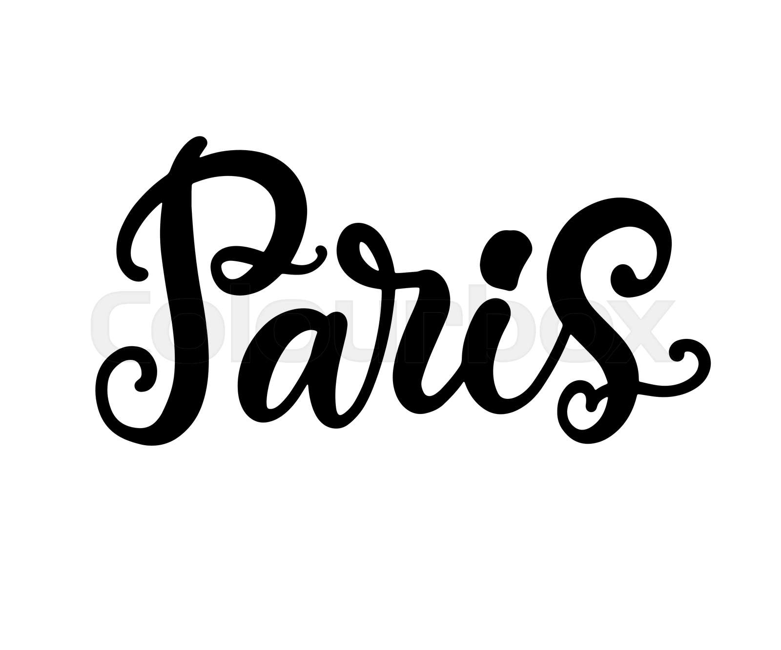 Paris city hand written brush lettering | Stock vector | Colourbox