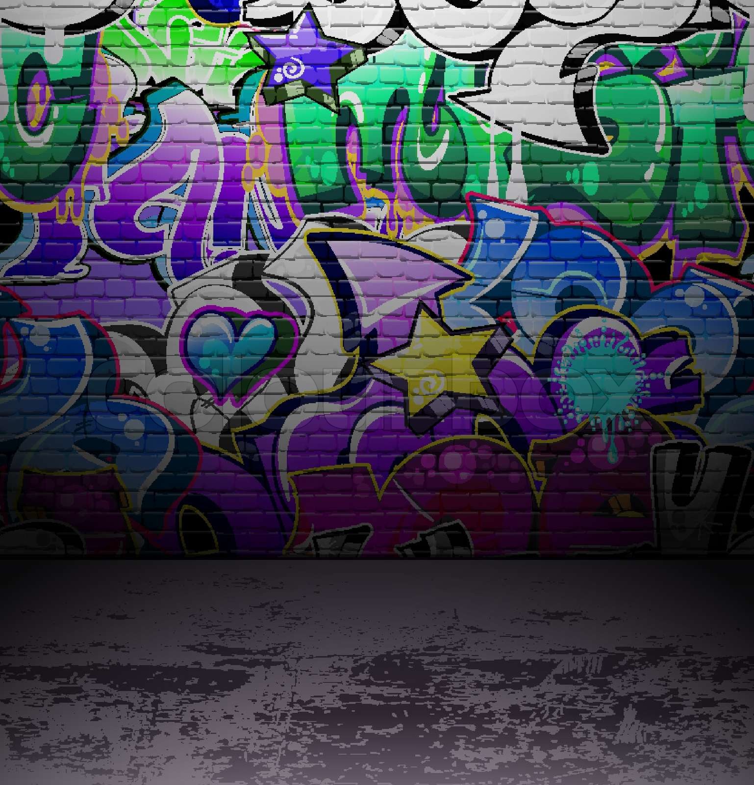 Graffiti wall urban street art painting | Stock vector | Colourbox