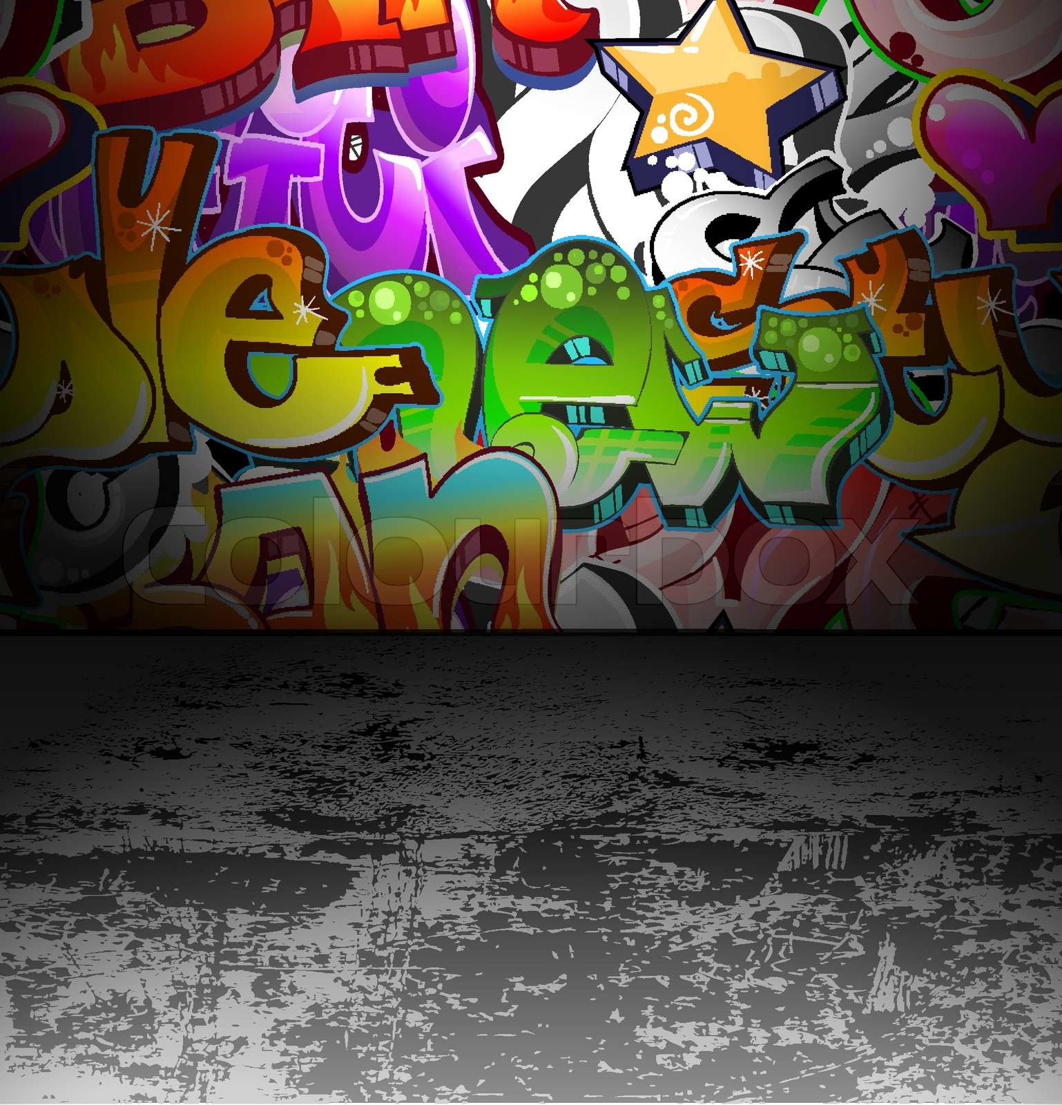 Graffiti wall urban street art painting | Stock vector | Colourbox