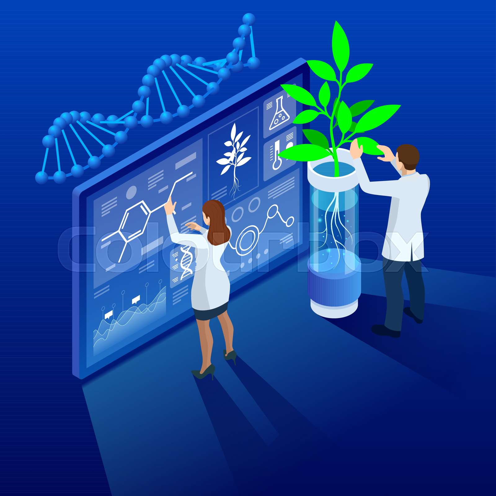 Isometric concept of laboratory exploring new methods of plant breeding ...